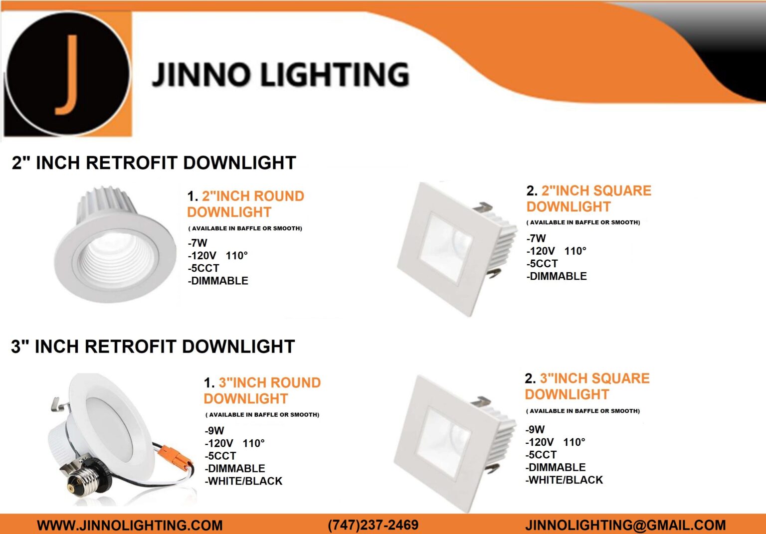 JN118-2″-ROUND-BAFFLE-WHITE-7W-120V – JINNO LIGHTING brand of ...